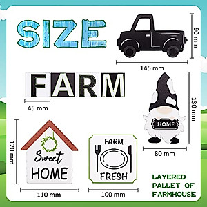 JOYYPOP Tiered Tray Decor, 9Pcs Farmhouse Decor with Wooden Sign and Beads Garland for Home Kitchen Decorations