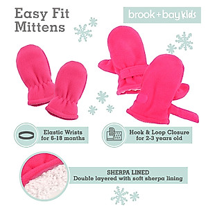 Brook + Bay Toddler Hat & Glove Set - Toddler Mittens & Winter Hat - Baby Fleece Hat for Infant Kids Set 6-18 months - Pink