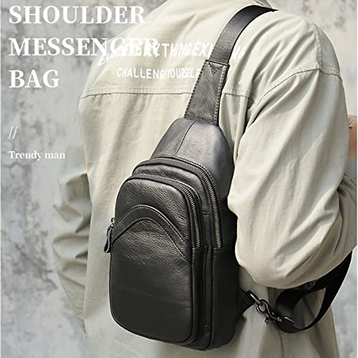 Leathario Sling Bag For Men Genuine Leather Chest Crossbody Shoulder Small Backpack Daypack For Men Multipurpose Casual Travel