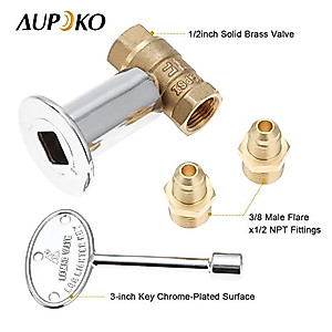 Aupoko Fire Pit Installation Kit with 150K BTU Propane Gas Valve Control Assembly System Kit, Including 1/2' Chrome Key and Quarter-Turn Shut-Off Valve, Replacement for Propane Gas Connection