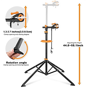 teraysun Bike Repair Stand (Max 66lbs) - Foldable Bike Workstand with Tool Tray , Shop Home Mechanics for Mountain Bicycle and Road Bike