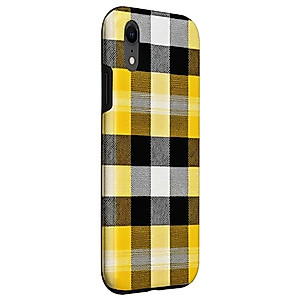 iPhone XR Yellow Black Tartan Plaid Pattern 80s Design Case