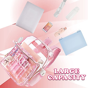 Eccliy 3 Clear Backpack Stadium Approved Backpack Kids Backpacks for Girls Boys First Grade Backpack for Girls Boys (Pink Heart,11 Inch)