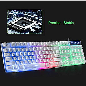 LexonElec T8 UK Layout Gaming Keyboard and Mouse Sets Rainbow Backlit Ergonomic Usb Gaming Keyboard