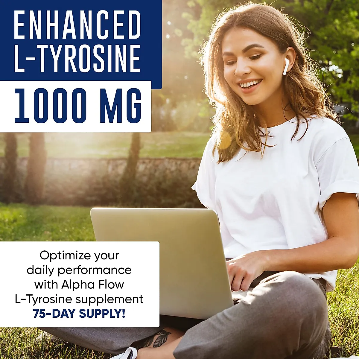 L Tyrosine 1000MG Capsules - All-Natural L- Tyrosine Supplement for Focus & Energy Boost - Non-GMO & Gluten-Free - Vegan 150 Caps -500mg x 2 per Serving