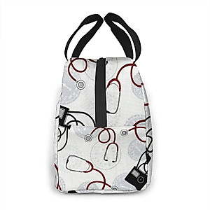 Kslai Calling All Nurses Blood Pressure White Lunch Bag Tote Bag Lunch Bag for Women Lunch Box Insulated Lunch Container
