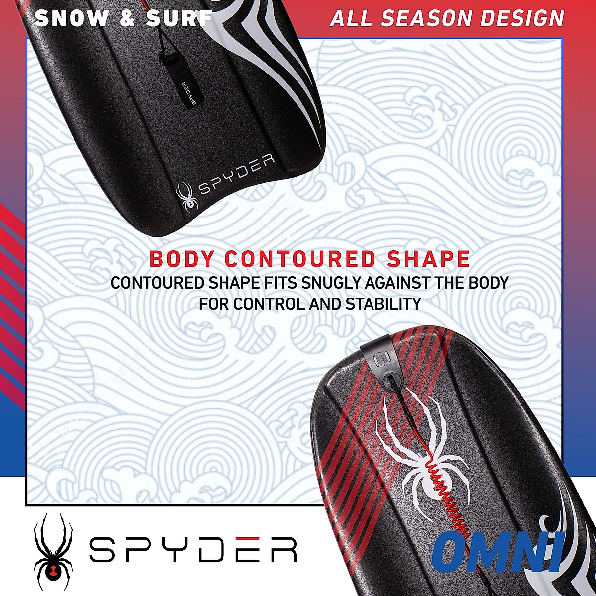 Spyder Omni Hybrid Sled and Body Board | Multipurpose Foam Sled and Boogie Board, Thermo-Molded Performance Board, Lightweight Snow