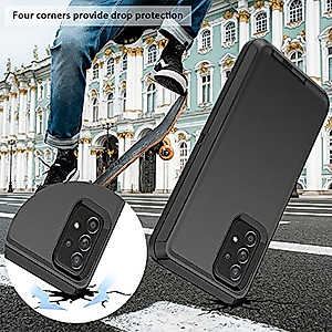 TENCO Compatible with Samsung Galaxy A52 5G Case,with Screen Protectors,Heavy Duty Rugged Shockproof Full Body Protection Kickstand Case with Belt Clip Holster for Samsung Galaxy A52 5G(Black)