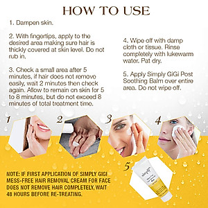 Simply GiGi Mess-Free Facial Hair Removal Cream and Soothing Balm Duo, For All Skin Types, 2-pc