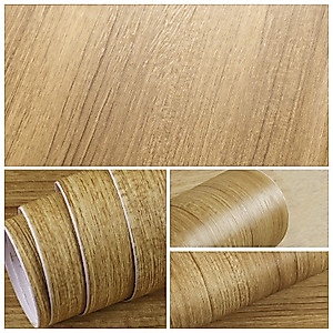VEELIKE 15.7''x118'' Brown Wood Wallpaper Waterproof Peel and Stick Wood Vinyl Film Self Adhesive Removable Wood Grain Contact Paper Decorative Wall Covering for Cabinets Countertops Furniture Bedroom