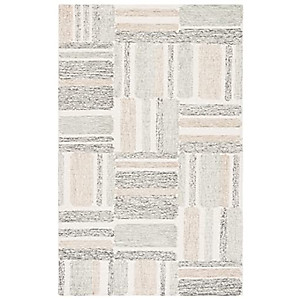Safavieh Micro-Loop Collection 8' x 10' Ivory/Grey MLP954A Handmade Contemporary Wool Area Rug