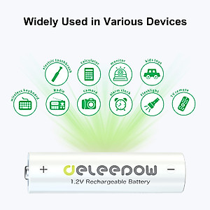 Deleepow Rechargeable AAA Batteries 1.2V Nimh 1100mAh Triple A Batteries of 8 Packs 1200 Cycles with 8-Bay LCD Charger
