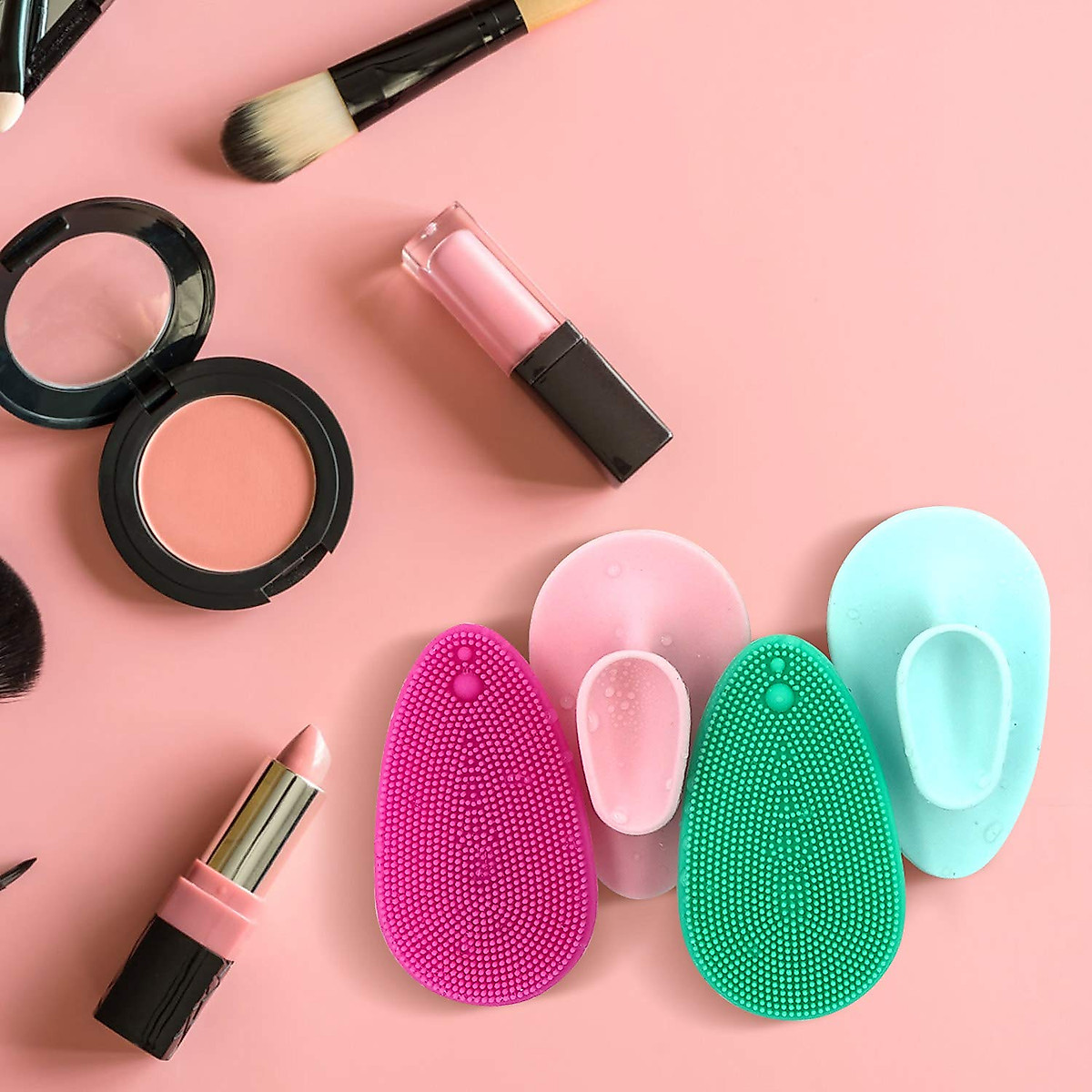 MARY LAVENDER Silicone Face Scrubber Soft Facial Cleansing Brush Blackhead Srubber Cleanser Brush for Exfoliating Massage Face for All Skin Types(4 Pack)