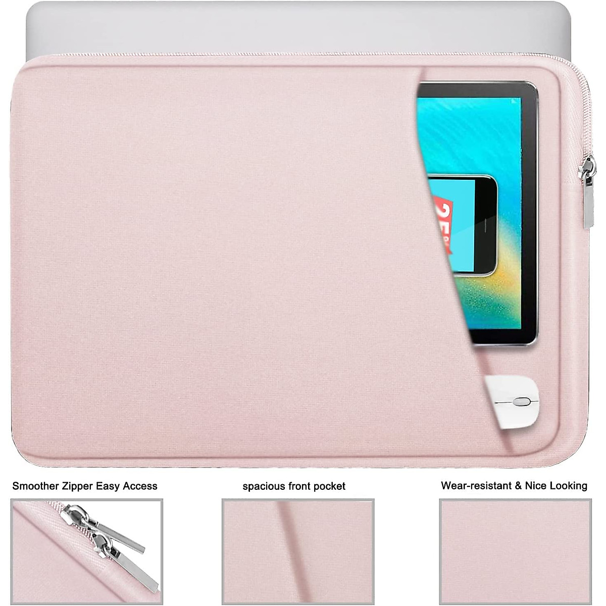 Laptop Case 14 inch, Durable Carrying Sleeve Bag Shockproof Protective Case Cover, Handbags Briefcase Laptop Bag Compatible with 14" MacBook Air/Pro HP Asus Lenovo Notebook Computer, Pink