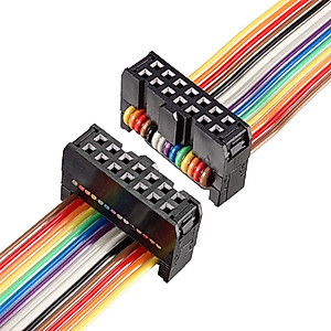 uxcell IDC Rainbow Wire Flat Ribbon Cable 14P D-type FC/FC Connector 2.54mm Pitch 1m/39.3inch Length