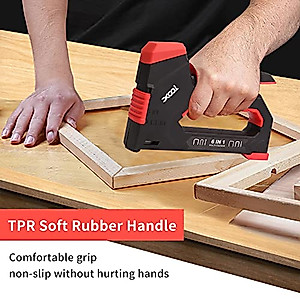 Staple Gun, XOOL 6 in 1 Upholstery Staple Gun, Manual Brad Nailer with 5000 Counts Staples for Wood, Wall, Crafts, Furniture, Decoration DIY, Doors and Windows