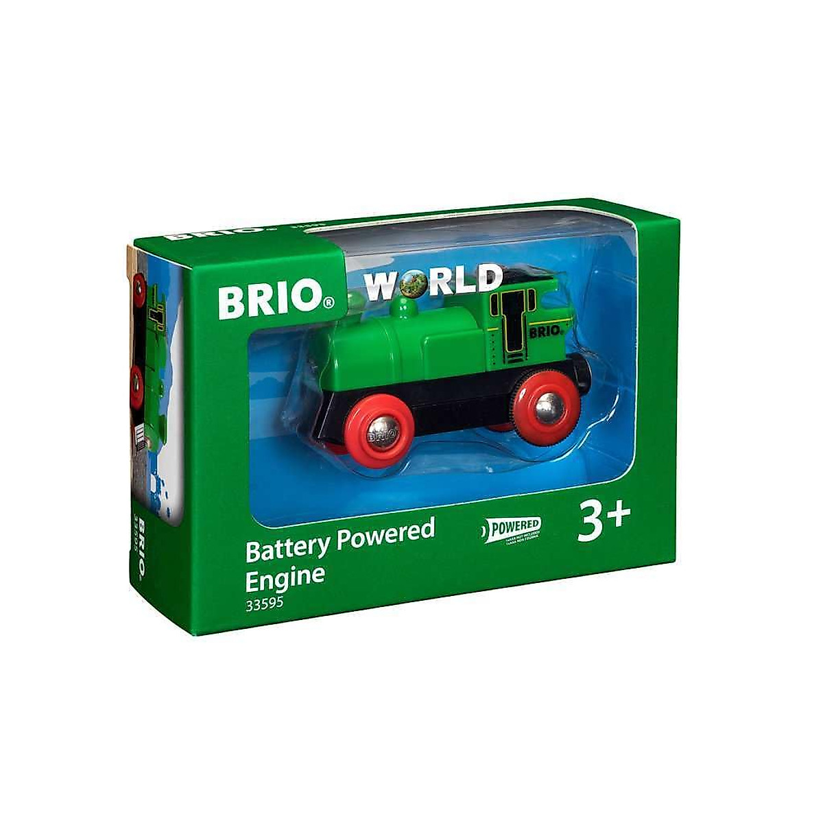 BRIO World 33595 Engine Train - Battery Powered Wooden Toy for Kids | Forward & Reverse Movement | Illuminating Headlights | Ideal for Toddlers 3 Years & Up