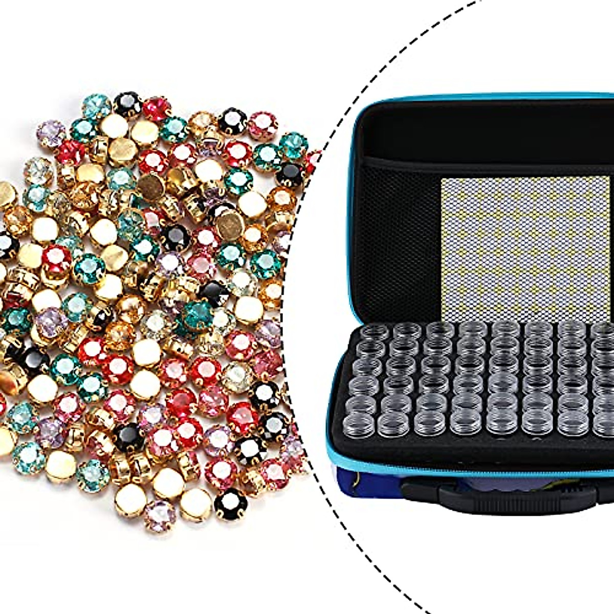 VTYHYJ 120 Bottles Diamond Art Storage Bag Organizer with Tools Diamond Painting Accsessories Carrying Case for Dots, Tools, Rhinestones, Nail Art, for Storage and Travel (Dark Blue)