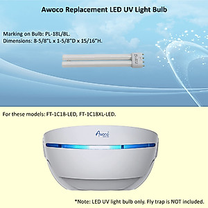 Awoco Replacement LED Tube PL-18L 5 W LED UV Light Bulb for Wall Mount Sticky Fly Trap Lamp FT-1C18-LED (PL-18L)