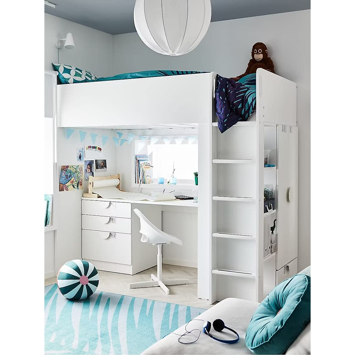 Modern Decoration Loberget Desk Children's Chair, Kid Desk Swivel Chair, Office Chair For Home, Desk Computer Chair Height Adjustable For Work Chair. (White)