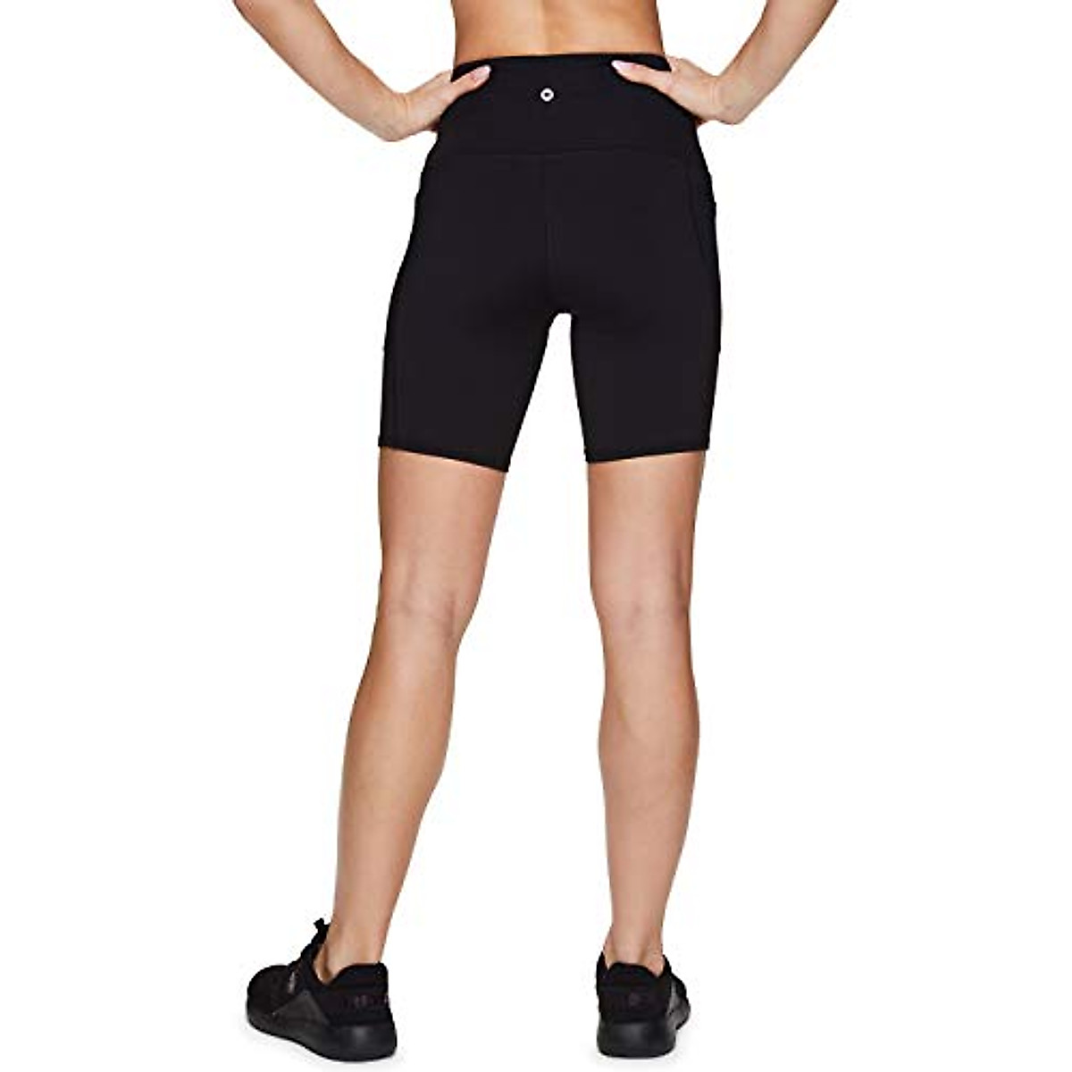 RBX Active Women's 7" Solid Ultra Hold High Waist Squat Proof Yoga Bike Short with Pockets Black 7-Inch L