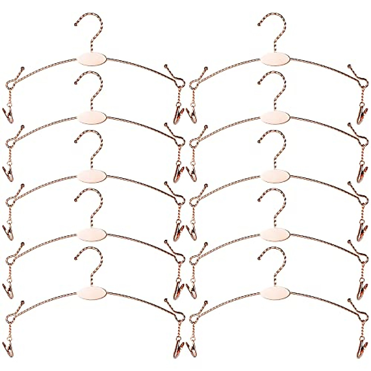 Exttlliy Metal Underwear Bra Rack Durable Fashion Children Clothes Hangers Hook Lingerie Shop Display Hanger with Clips (Rose Gold, 10PCS)