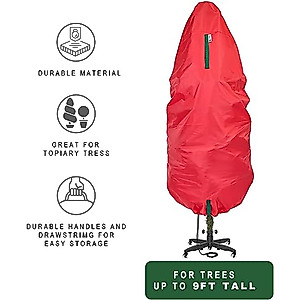 Upright Christmas Tree Storage Bag - Holiday Tree Cover for Christmas Trees or Topiary Trees - Durable, Lightweight, Convenient, Vertical Xmas Storage Bag (9 ft), Large