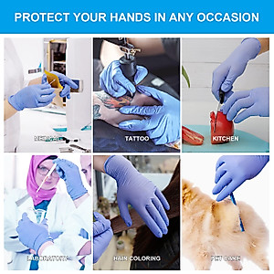 FINITEX Disposable Nitrile Exam Gloves 1000 PCS - 3.2mil Ice Blue Powder-free Latex-Free Gloves Examination Home Cleaning Food Gloves (S)
