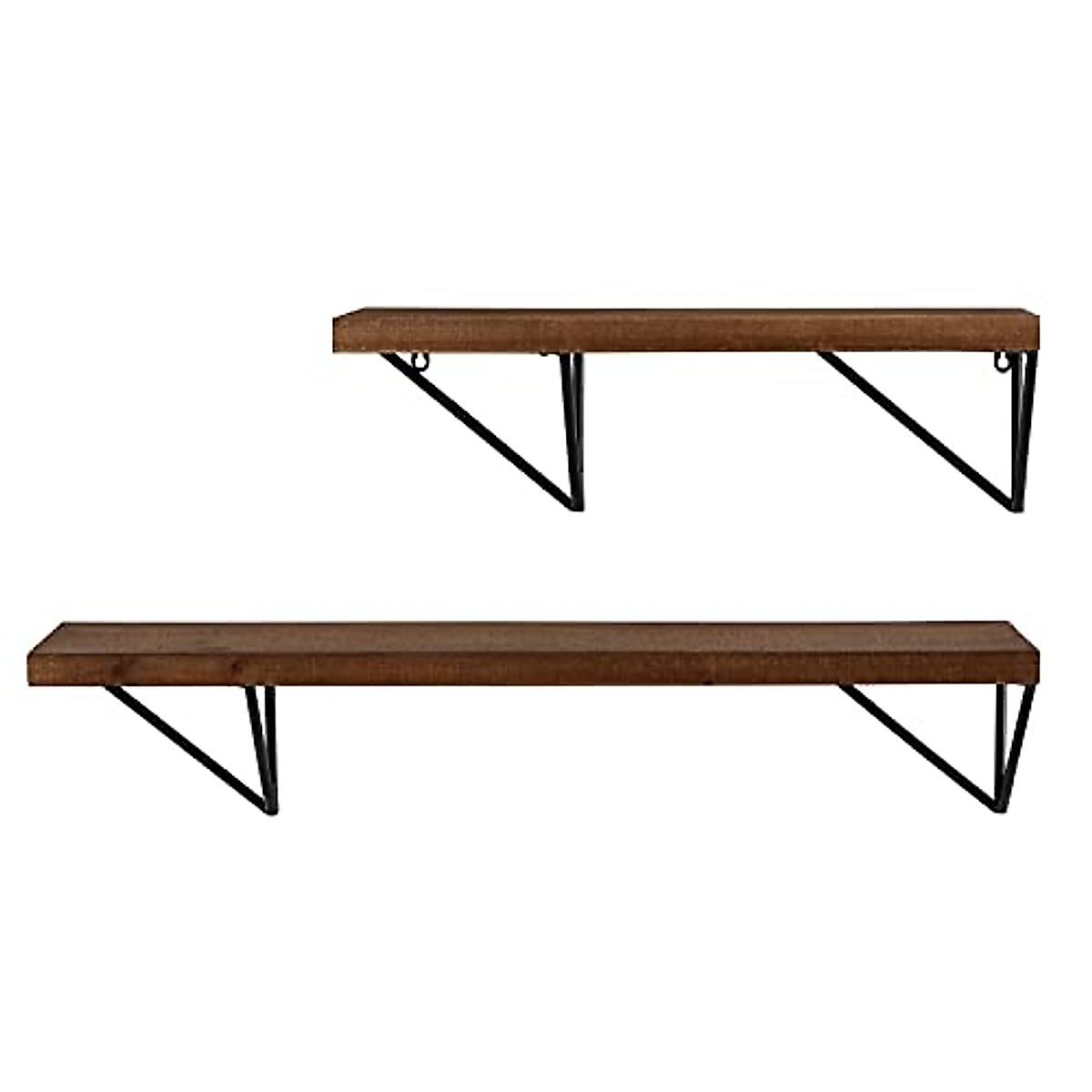 Safavieh Home Collection Banria Modern Rustic Brown/Black Floating Display Wall Shelf (Set of 2)