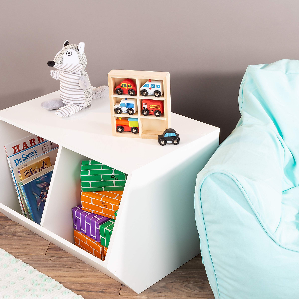 Hey! Play! Wooden Car PlaySet-6-Piece Mini Toy Vehicle Set with Cars, Police and Fire Trucks, Train-Pretend Play Fun for Preschool Boys and Girls