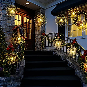 PETVAY 4 Pack Firework LED Lights, 480 LED 8 Modes Battery Operated Fairy String Lights with Remote, Hanging Starburst Lights for Wedding Christmas Party Patio Garden Decoration