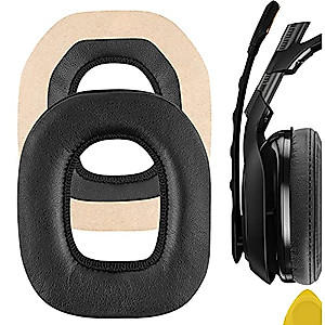 Geekria QuickFit Protein Leather Replacement Ear Pads for Astro A40 TR A50 Headphones Earpads, Headset Ear Cushion Repair Parts (Black)