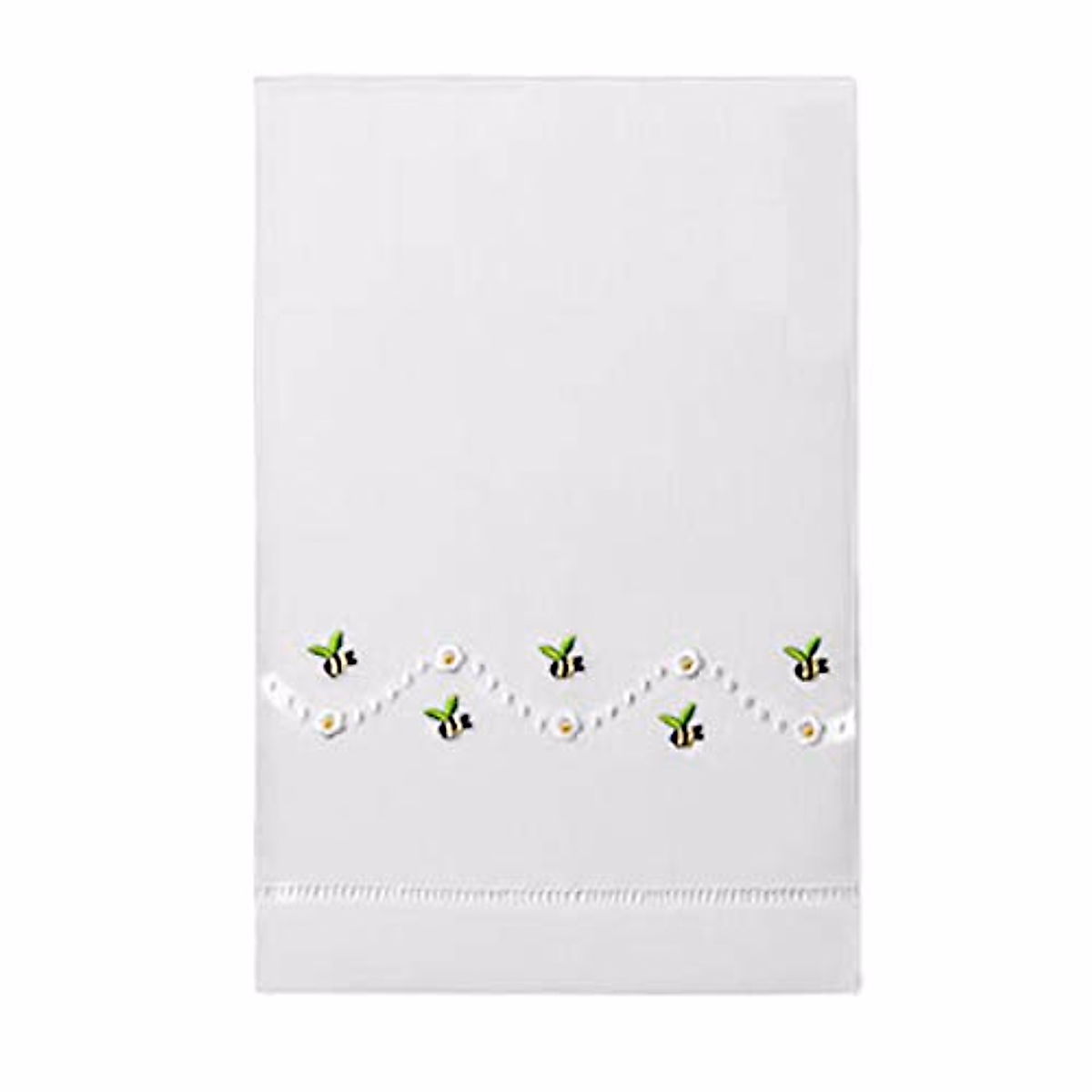 WSLHFEO Bath Tea Hand Towel White with Bumble Bees Embroidery Design Pattern Hemstitch Border 14 X 22 IncF
