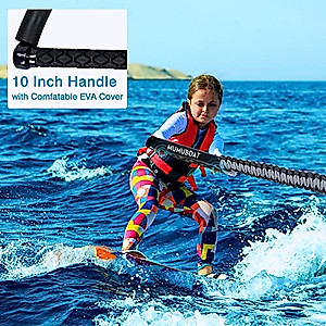 MUMUBOAT 25ft Wakesurf Rope with EVA Handle, 6 Sections Floating Watersport Ropes for Surfing (Grey & Black)