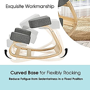 Giantex Kneeling Chair, Wood Posture Chair w/Soft Cushion, Natural Relief for Back, Shoulder or Neck Pain, Ergonomic Kneeling Desk Chair for Office Home, Grey