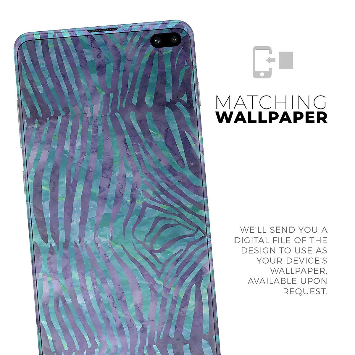 DesignSkinz Blue and Purple Watercolor Zebra Pattern Protective Vinyl Decal Wrap Skin Cover Compatible with The Samsung Galaxy S20 (Screen Trim & Back Glass Skin)