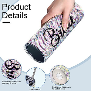 Vesici Bling Diamond Bride Tumbler 20 oz Bridal Insulated Tumbler with straw and lid Bridal Shower Gifts, Wedding Gifts For Bride Engagement Party Bachelorette Party Maid of Honor Tumbler (Stylish)