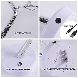 108 LED Sparkly Fairy Spirit Tree Lamp Remote Control, 8 Modes USB/Battery Tabletop Bonsai DIY Artificial Tree Light for Bedroom Desktop Christmas Party Indoor Decor Lights (Warm White)