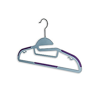 BriaUSA Dry Wet Clothes Hangers Amphibious Purple with Non-Slip Shoulder Design, Steel Swivel Hooks – Set of 10