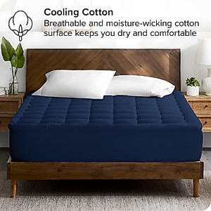 Bare Home Deep Pocket Cotton Top Mattress Pad Twin - Dark Blue