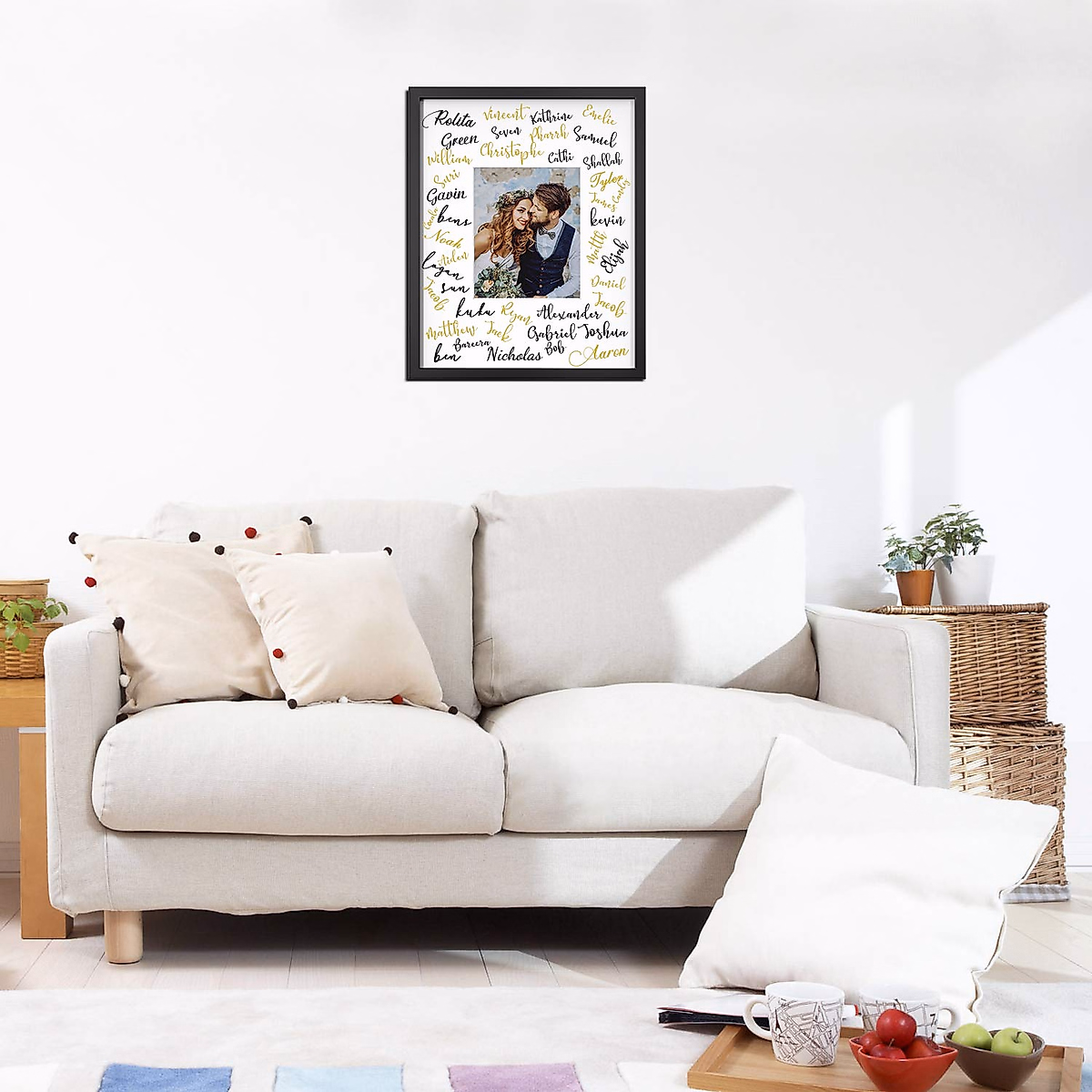 ONE WALL Tempered Glass 16x20 Signature Picture Frame with White Mat Display 8x10 Photo for Wedding, Celebrations and Graduation, Black Wood Frame for Wall Hanging - Mounting Hardware Included