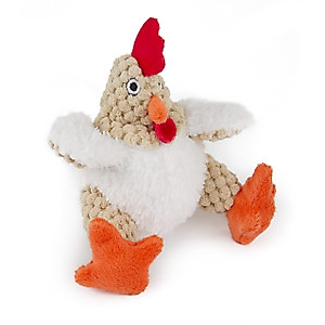 goDog Checkers Just For Me Fat Rooster Squeaky Plush Dog Toy, Chew Guard Technology - White, Mini