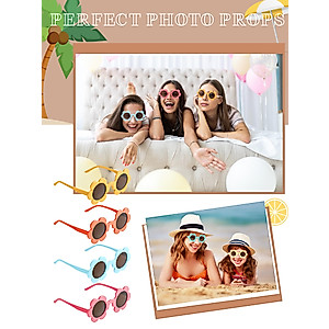 Kanayu 6 Pairs 5.71 Inch Adults Flower Sunglasses Summer Round UV Protection Flower Glasses Colorful Eyewear for Women Men(Fresh Colors)