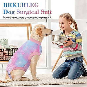 BRKURLEG Dog Recovery Suit Onesie After Surgery,Pet Spayed Neutered Shirt for Female Male Dogs Cats,Surgical Postoperative Snuggly Vest for Abdominal Wounds,Weaning,Anti-Licking Tie Dye Doggy Bodysuit