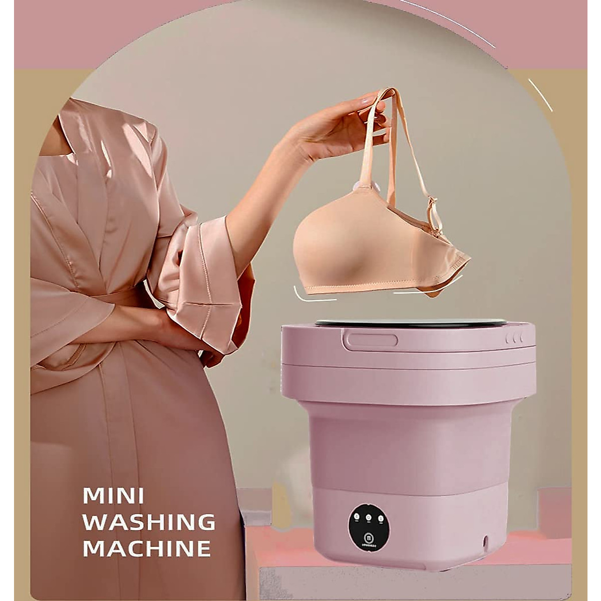 Portable Washing Machine, Foldable Mini Washing Machine for Underwear, Baby Clothes, or Small Items, Suitable for Apartments, Dormitories, Camping, Travel (110-260v),Purple