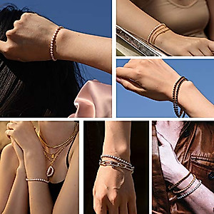 PROSTEEL Black Tennis Bracelets for Women 3mm Thin Stone 6.5 Inch Cubic Zirconia Crystal Bracelet