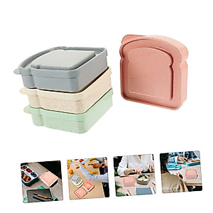 KICHOUSE 4pcs Portable Sandwich Containers Toast Shape Food Storage Holders for Camping Picnics and Meal Prep Bread Snacks and Fruits Sealing Box Kitchen Supplies
