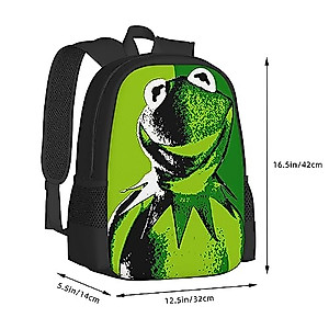 DSERC Kermit Cartoon The Frog Anime Backpacks Laptop Backpack Unisex Cartoon Double Shoulder Bag for Camping Travel Daypack