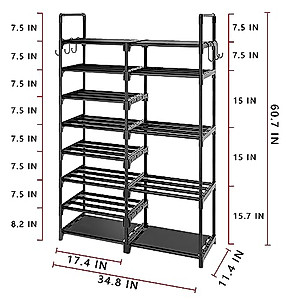 COAPUKT 8 Tiers Metal Shoe Rack Organizer 26-32 Pairs Shoe Tower Unit Shelf,Tall Shoe Storage,Shoe Holder,Shoe Stand,Lager Shoe Storage Organizer for Closet Door, Entryway(Black)