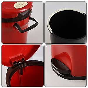 Xyskin Round Step Trash Can 2.6 Gallon, Red Plastic Bathroom Pedal Bin with Removable Inner Bucket, Small Garbage Can with Soft Close Lid